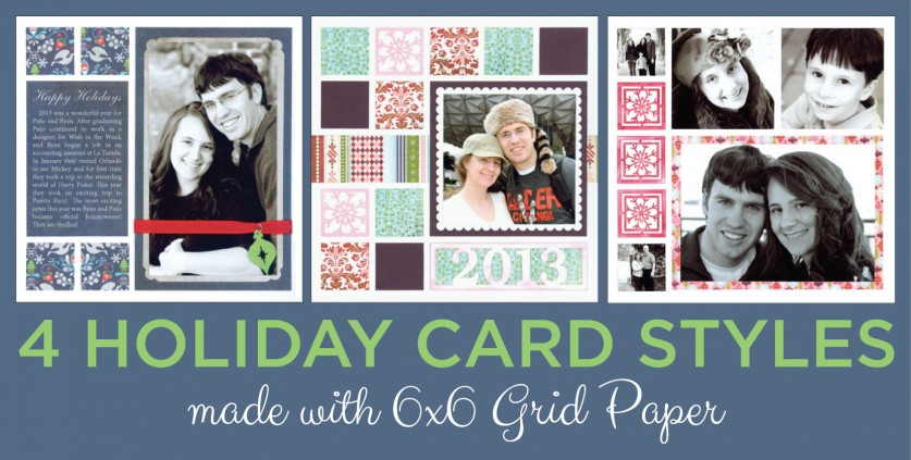 4 Holiday Card Styles made with 6x6 Grid Paper